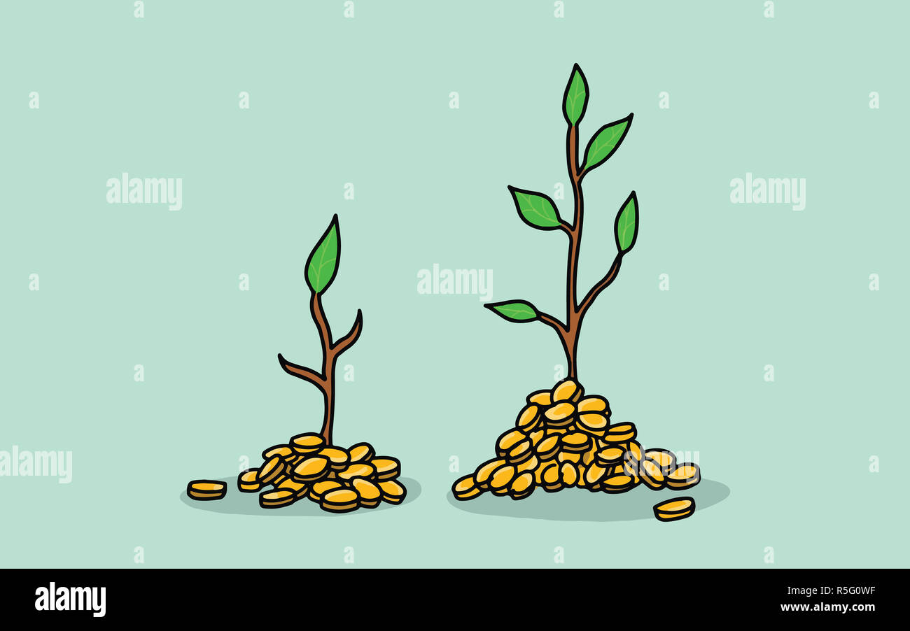 tree invest investment with gold coin money and growing growth ...