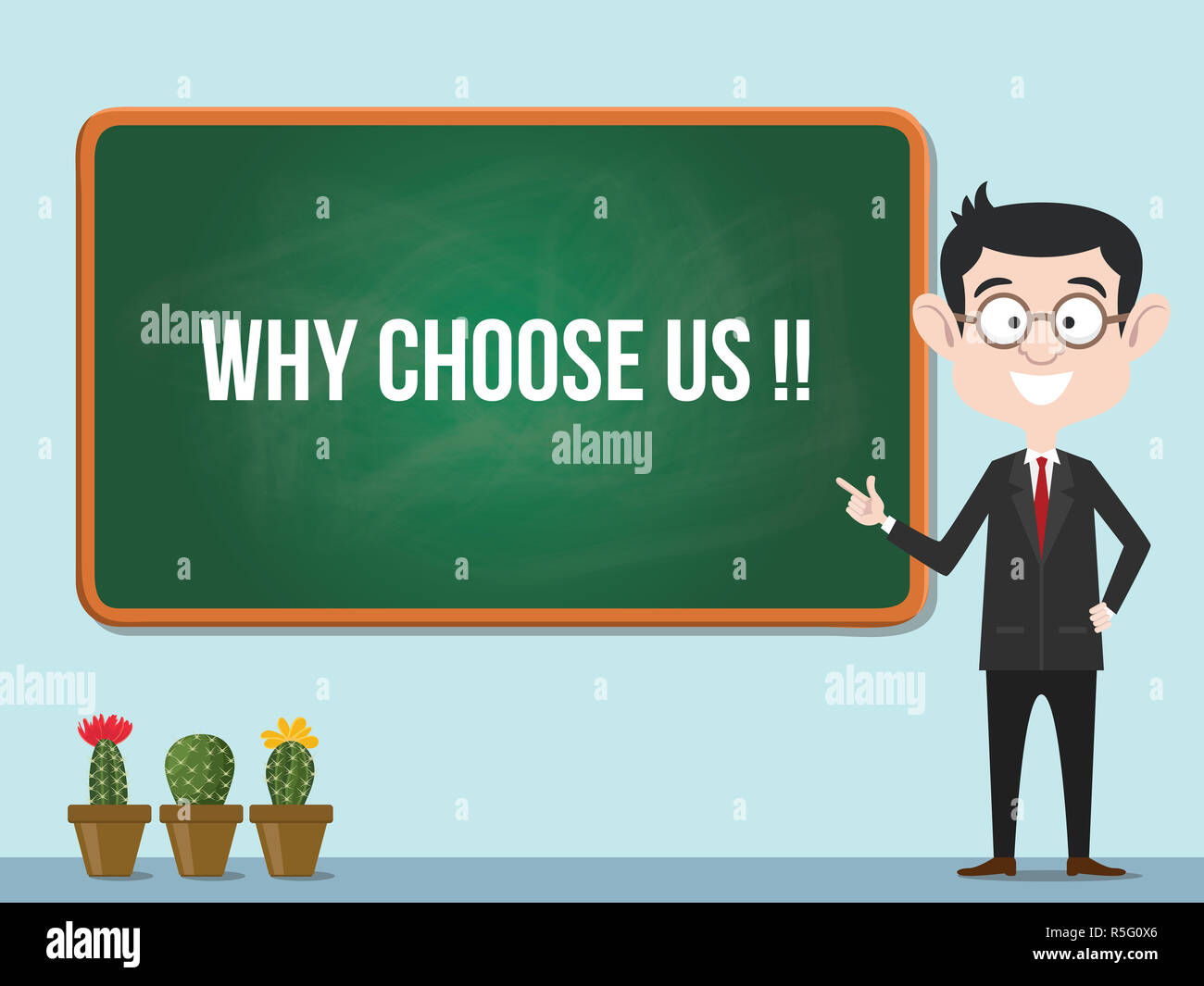 why choose us concept with business man standing for promotion business ...