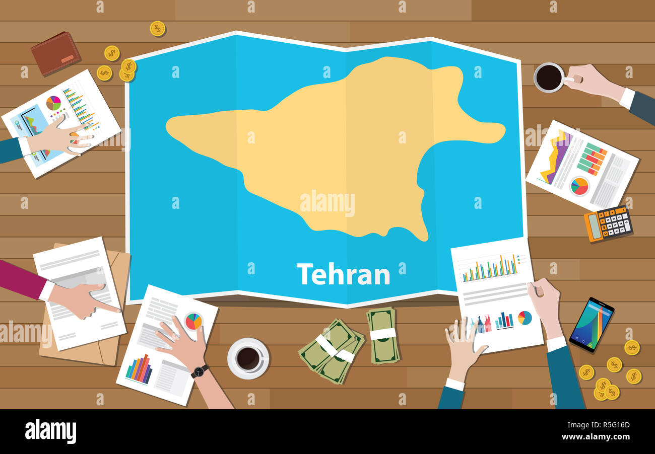 tehran iran capital city region economy growth with team discuss on ...