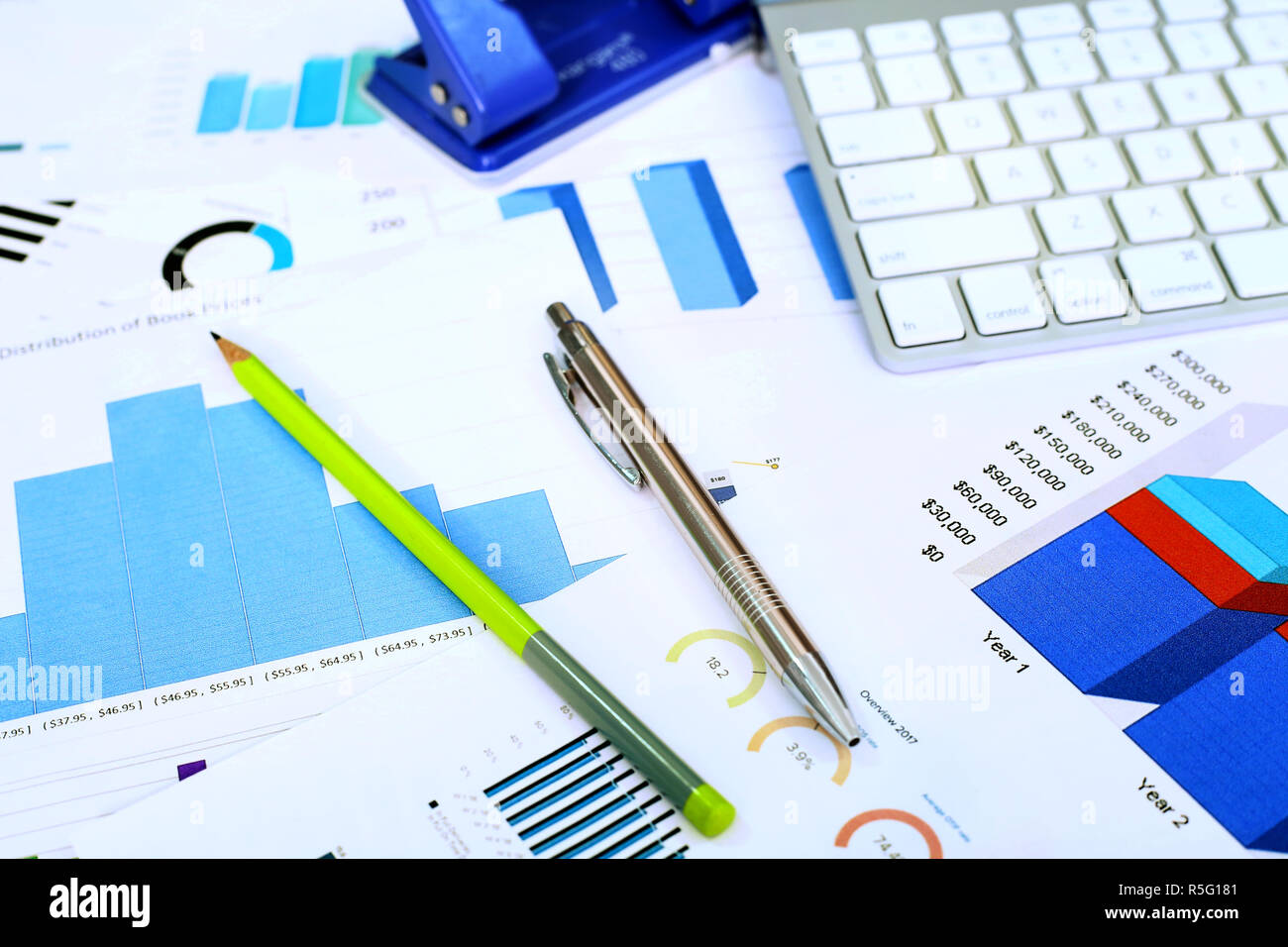 Portrait of graph paper, pen, pencil and keyboard Stock Photo - Alamy