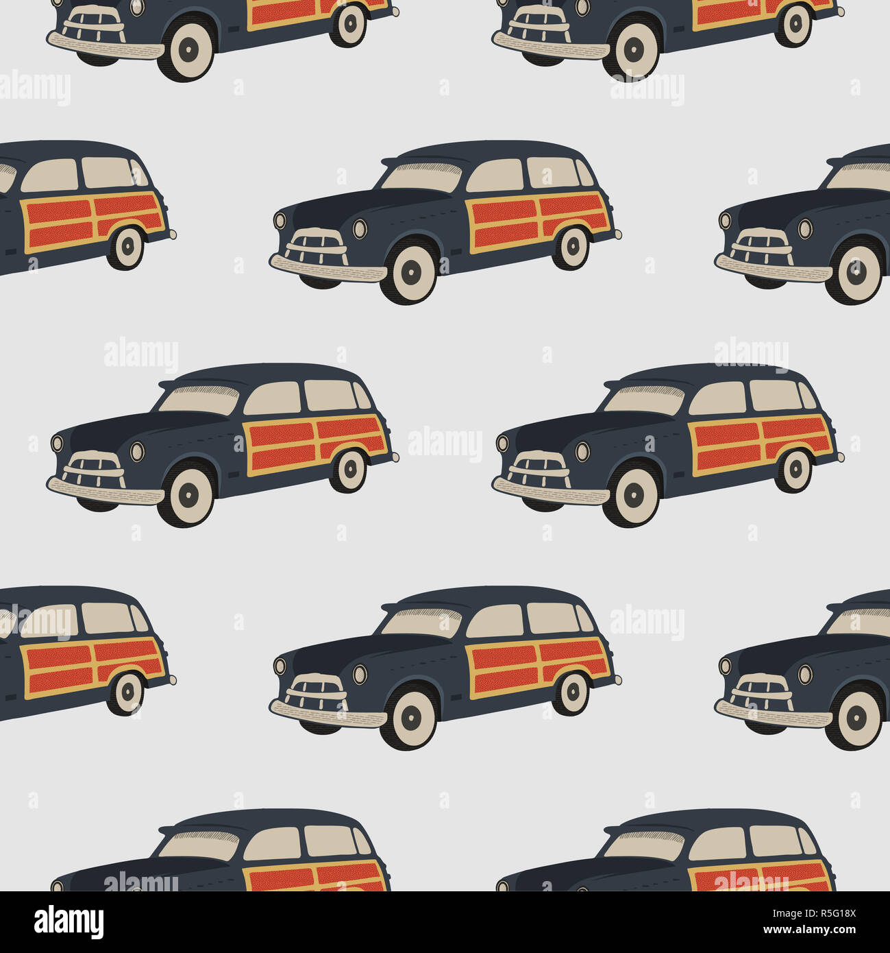 Surf car pattern. Surfing seamless wallpaper. Summer background with ...
