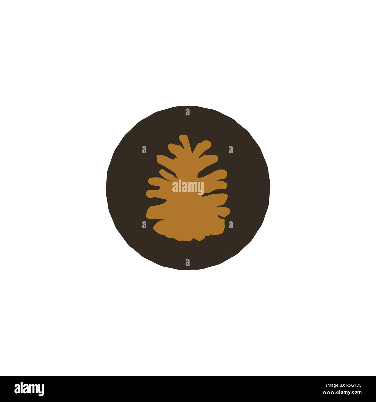Pine cone patch. Simple nature shape. Retro distressed design. Stock ...