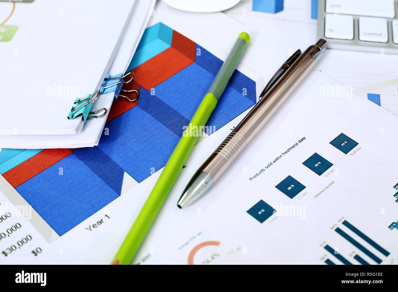 Picture of chart paper, pen and pencil on the table Stock Photo - Alamy