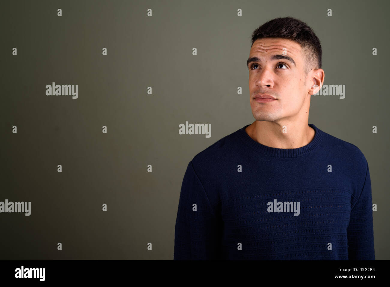 Man face looking up close up shadow hi-res stock photography and images ...