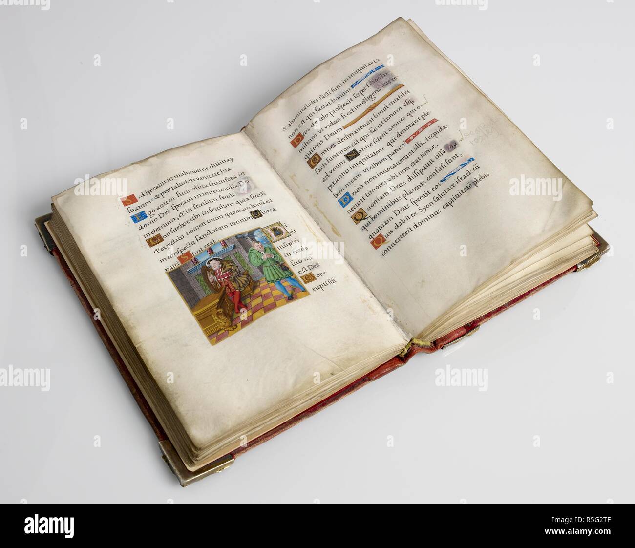 Photograph of the hardback psalter of Henry VIII lying open at ...