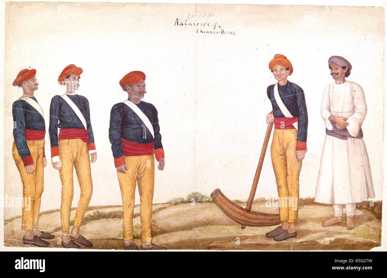 Tent orderlies. 1820-1830. Five tent orderlies of Skinner's Horse, one ...