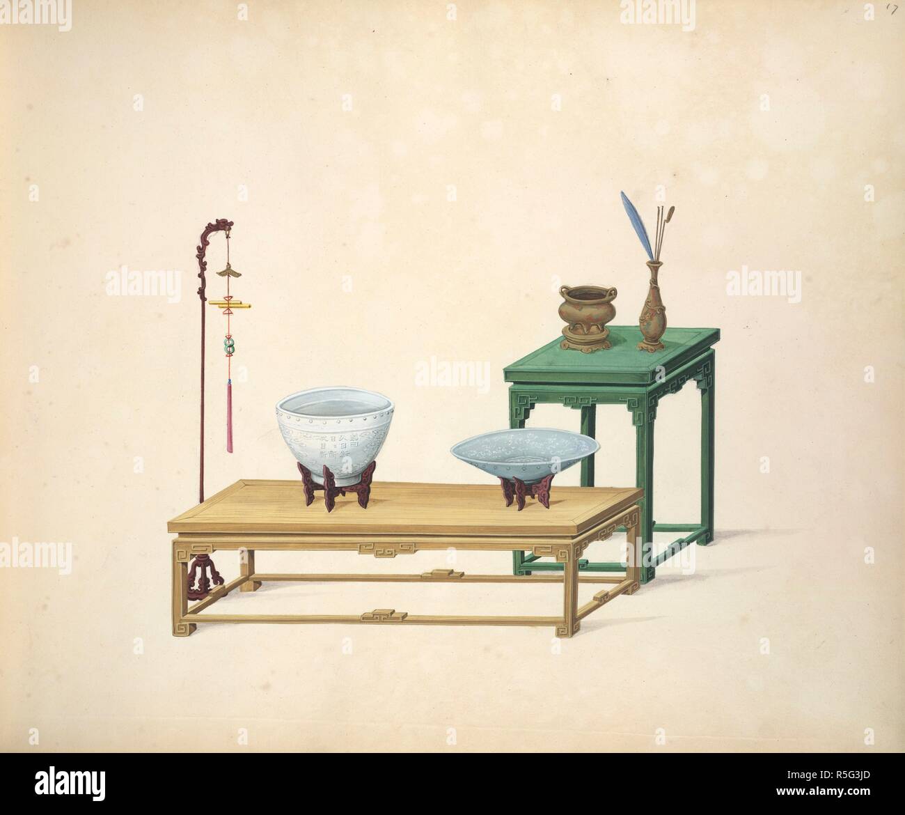 Two tables and ornaments. 1800 - 1810. One of 117 drawings illustrating ...