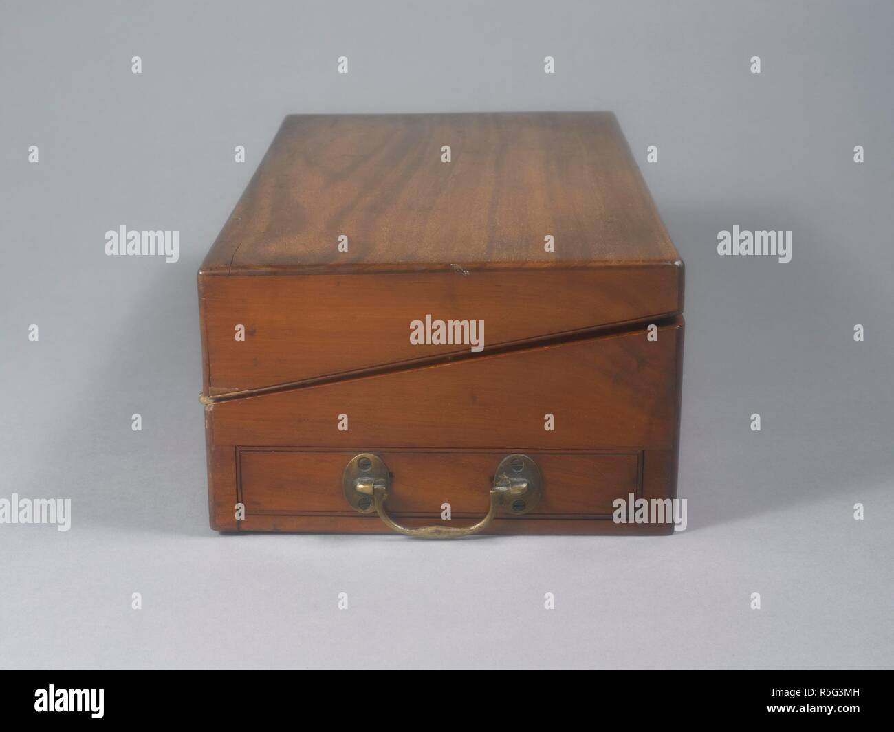 Portable writing desk that belonged to Jane Austen. Closed, side view ...