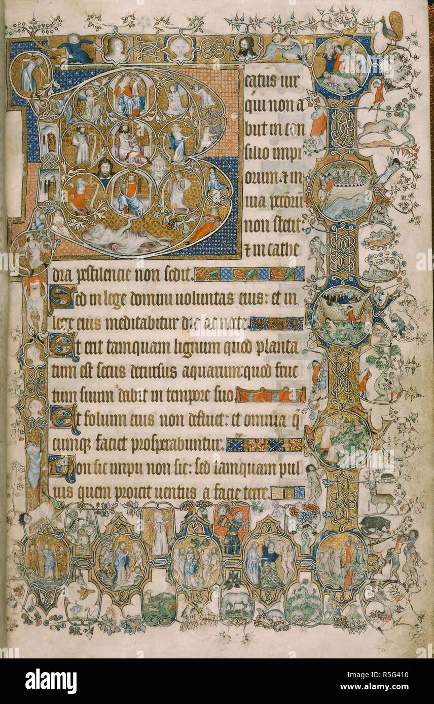 Initial 'B'(eatus) of the Tree of Jesse, with nine medallions in the ...