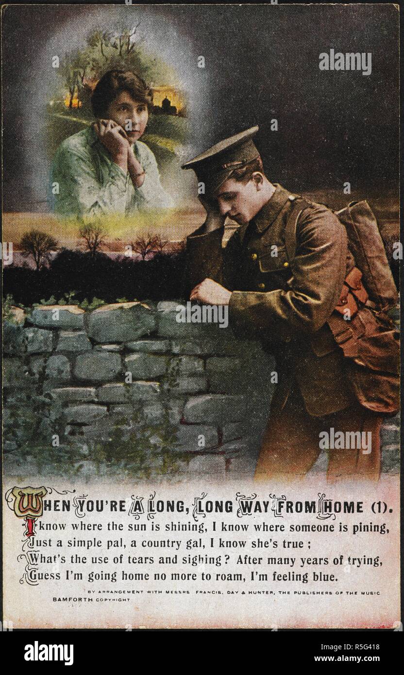 "When you're a long,long, way from home." A photographic postcard of ...