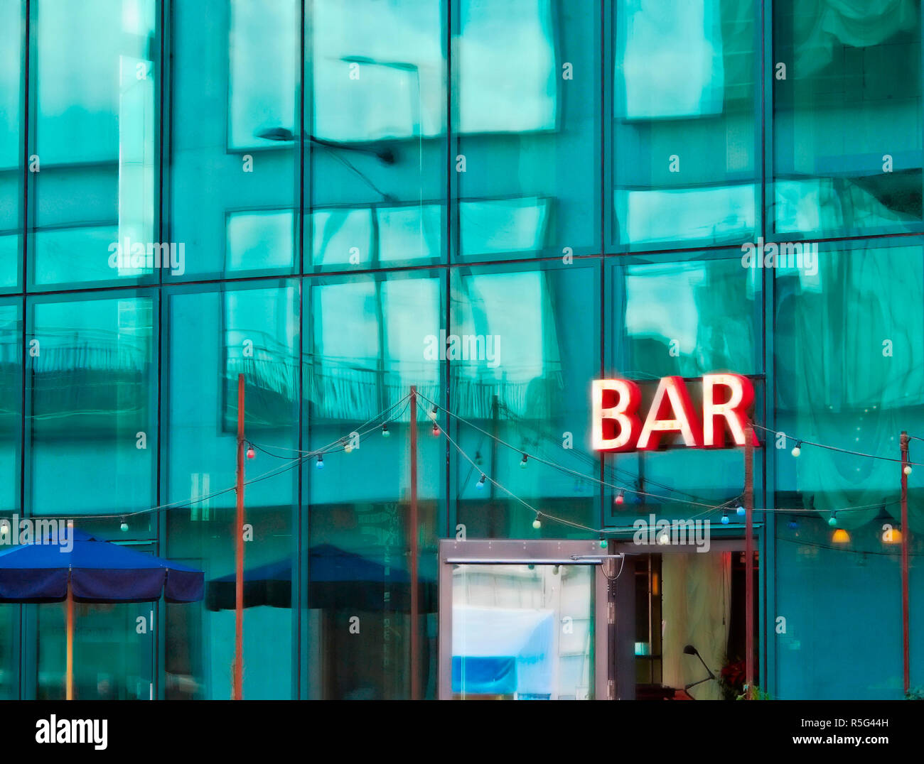 Building front with bar sign Stock Photo - Alamy