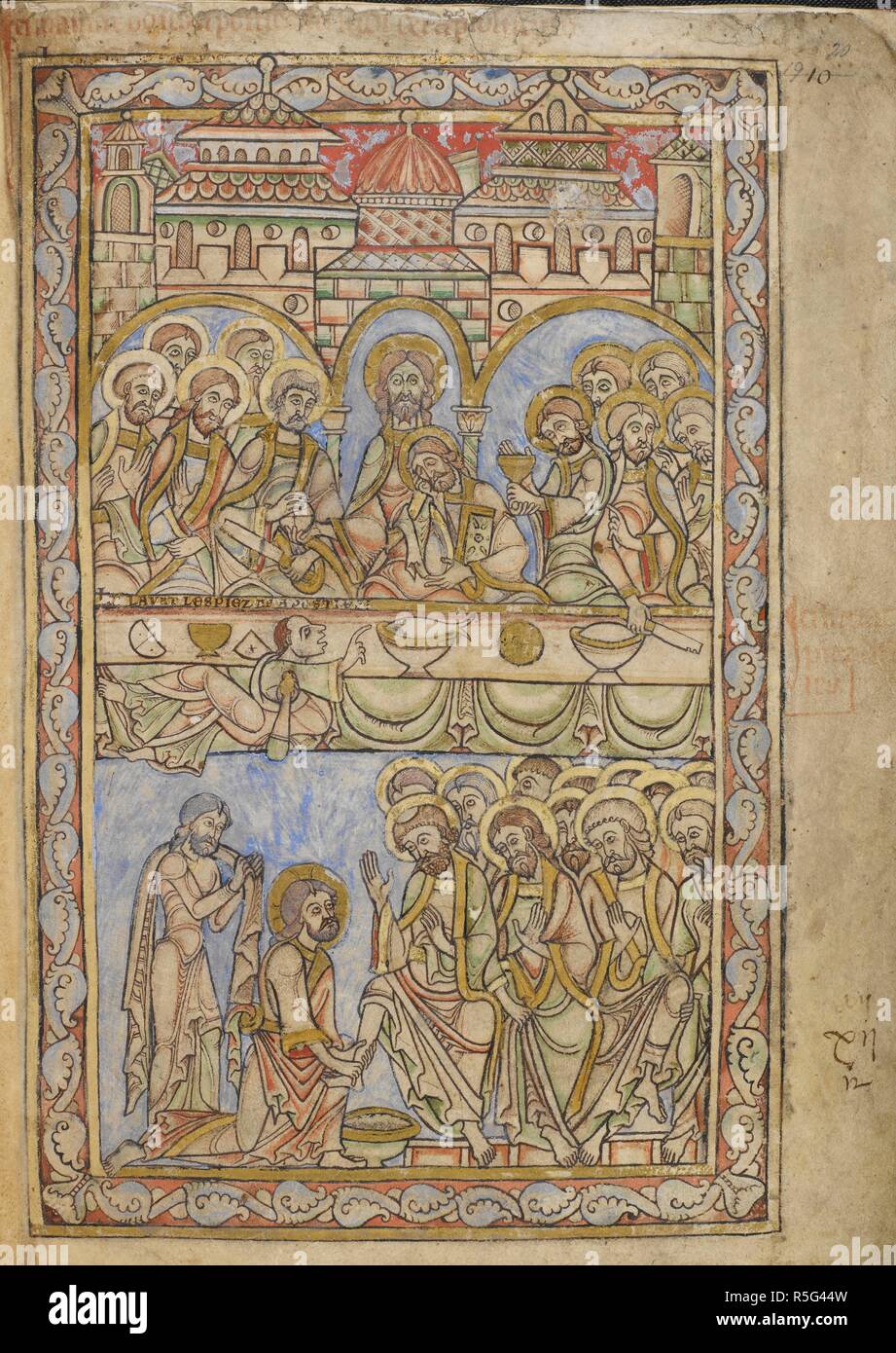 The Last Supper; Christ washing the Disciples' feet. â€˜Winchester ...