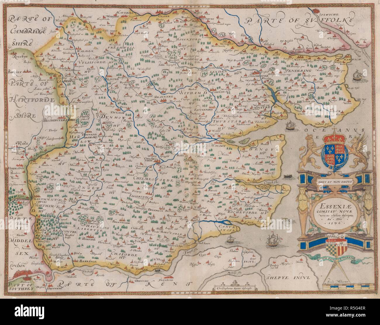 A map of Essex. EssexiÃ¦ Comitat. nova ... descriptio ... 1576 ...