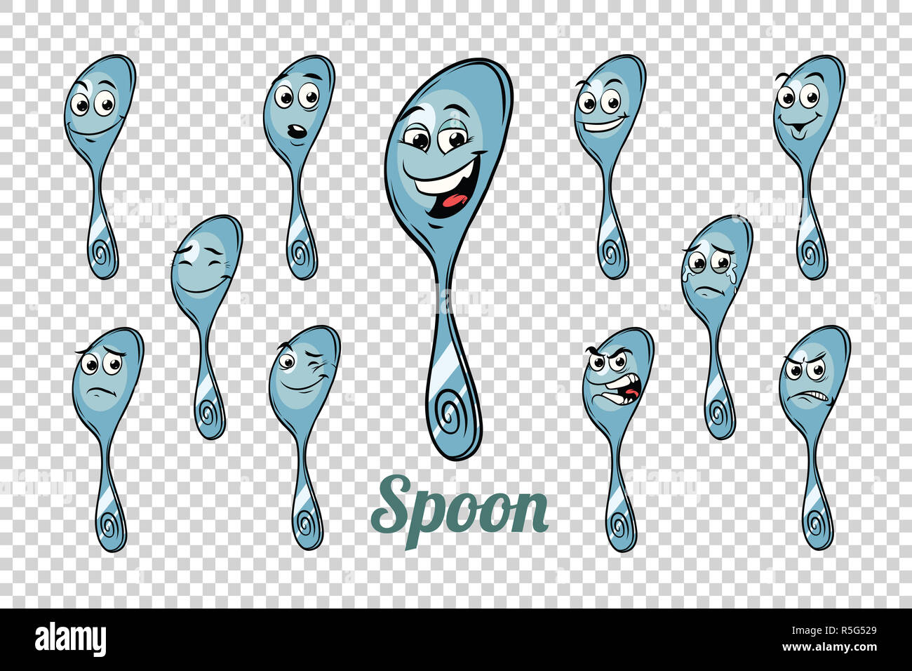 spoon emotions characters collection set Stock Photo - Alamy