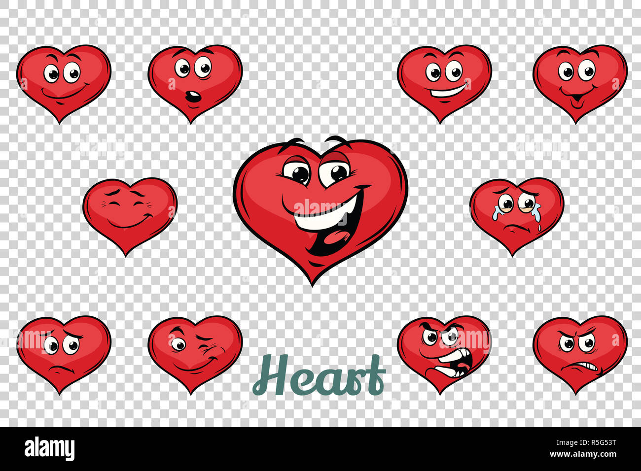 heart Valentine emotions characters collection set Stock Photo - Alamy