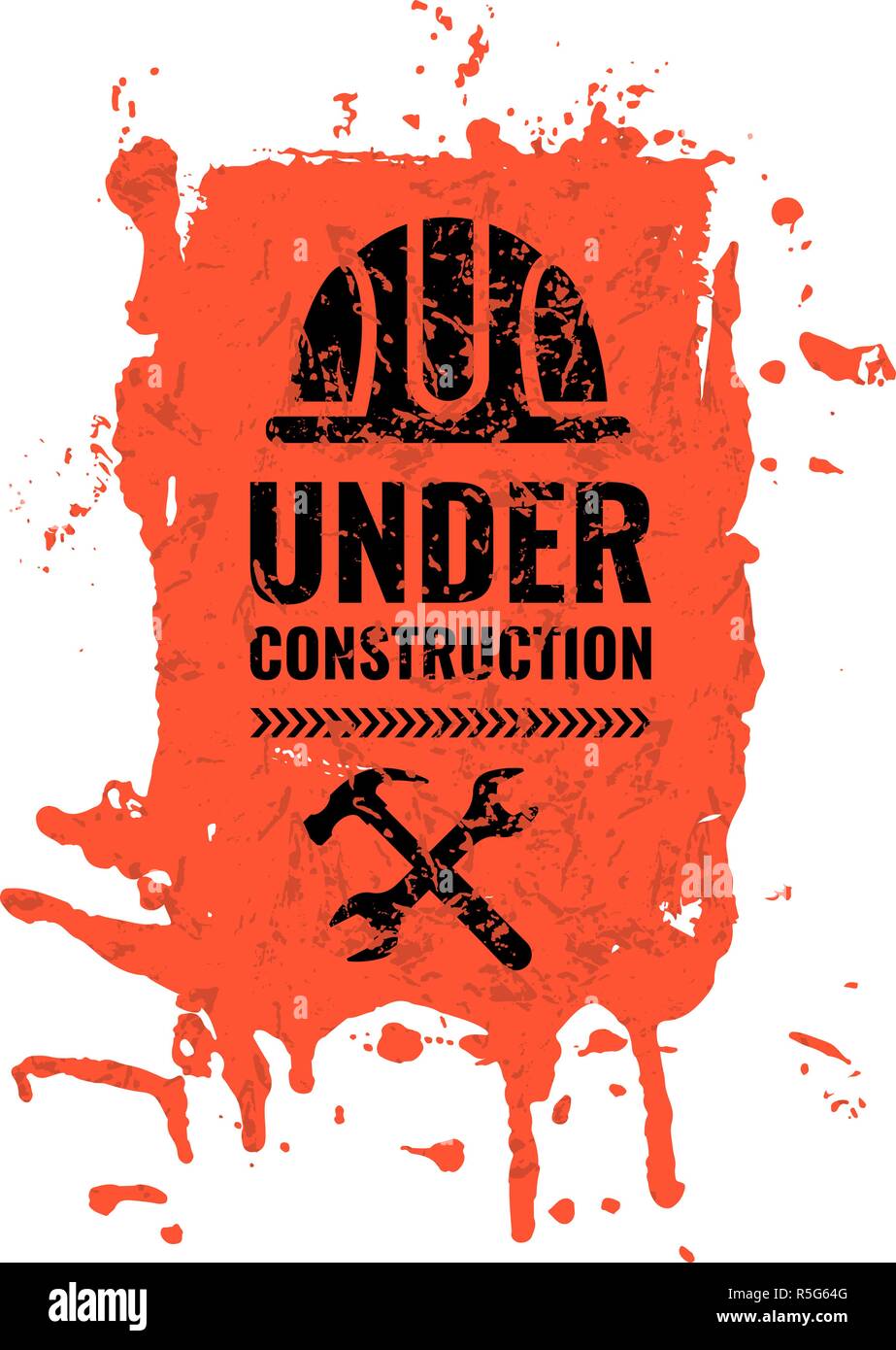 Grunge, scratched under construction Warning road sign Stock Vector ...