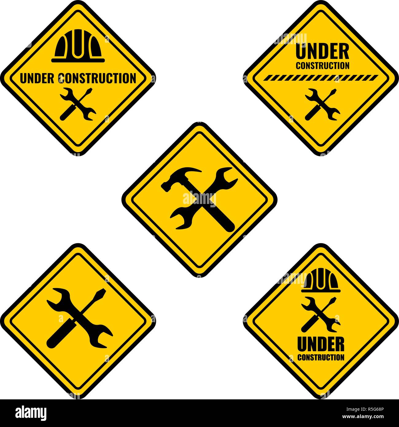 Warning sign under construction. Vector Logo concept Stock Vector Image ...