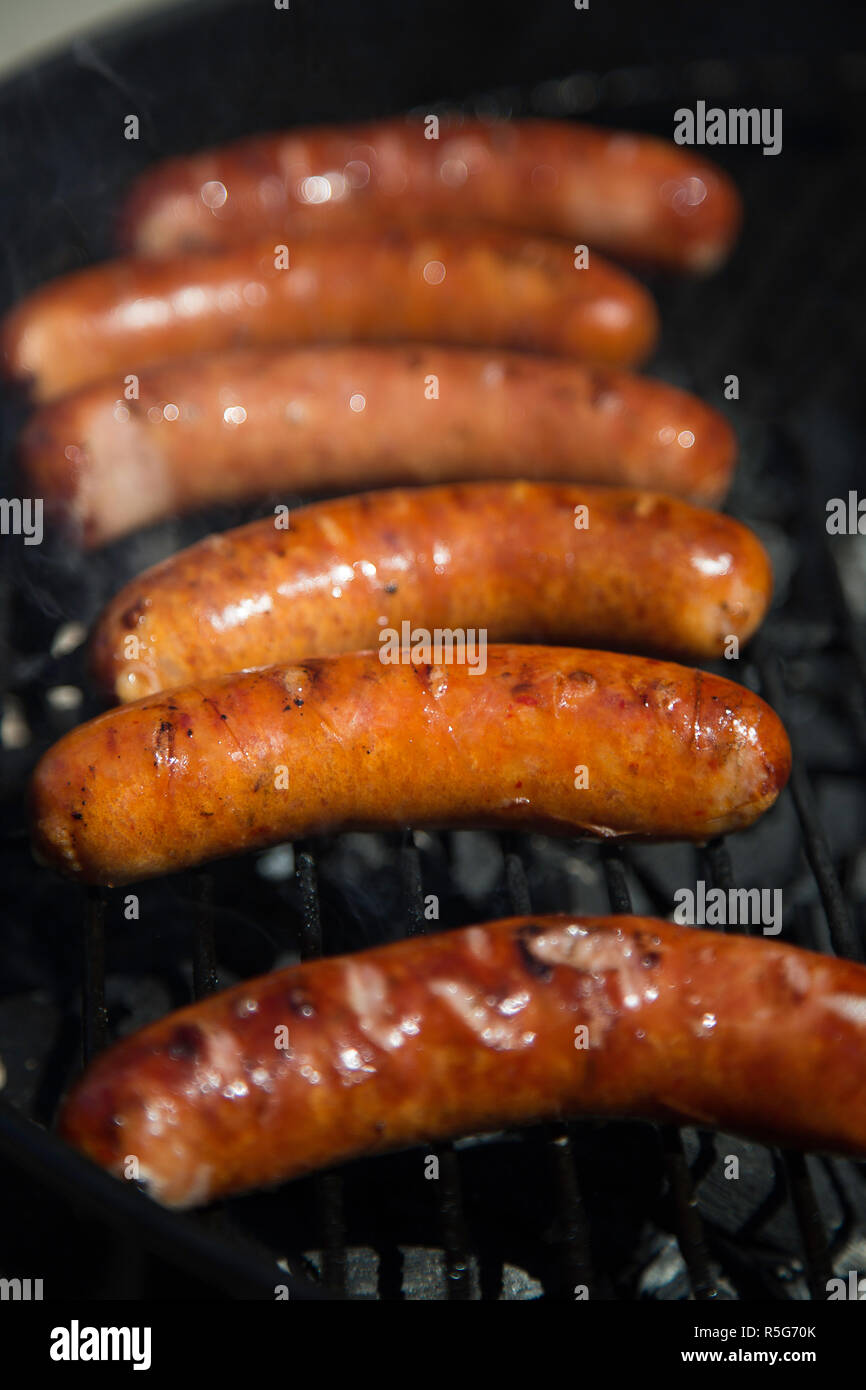 Sausage on Barbecue Stock Photo - Alamy