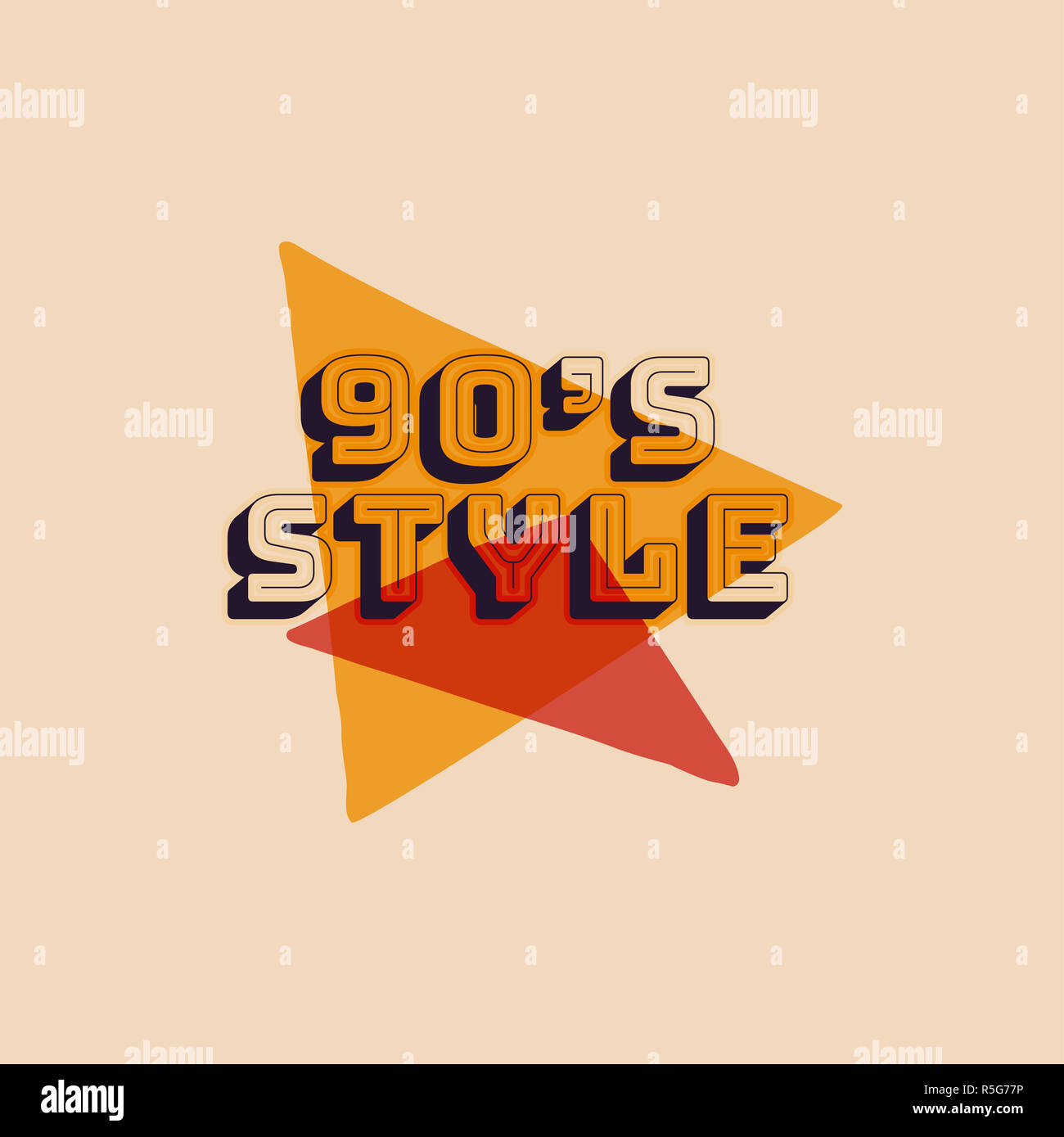 90s style label, retro triangle poster. Vintage hand drawn Nineties t ...