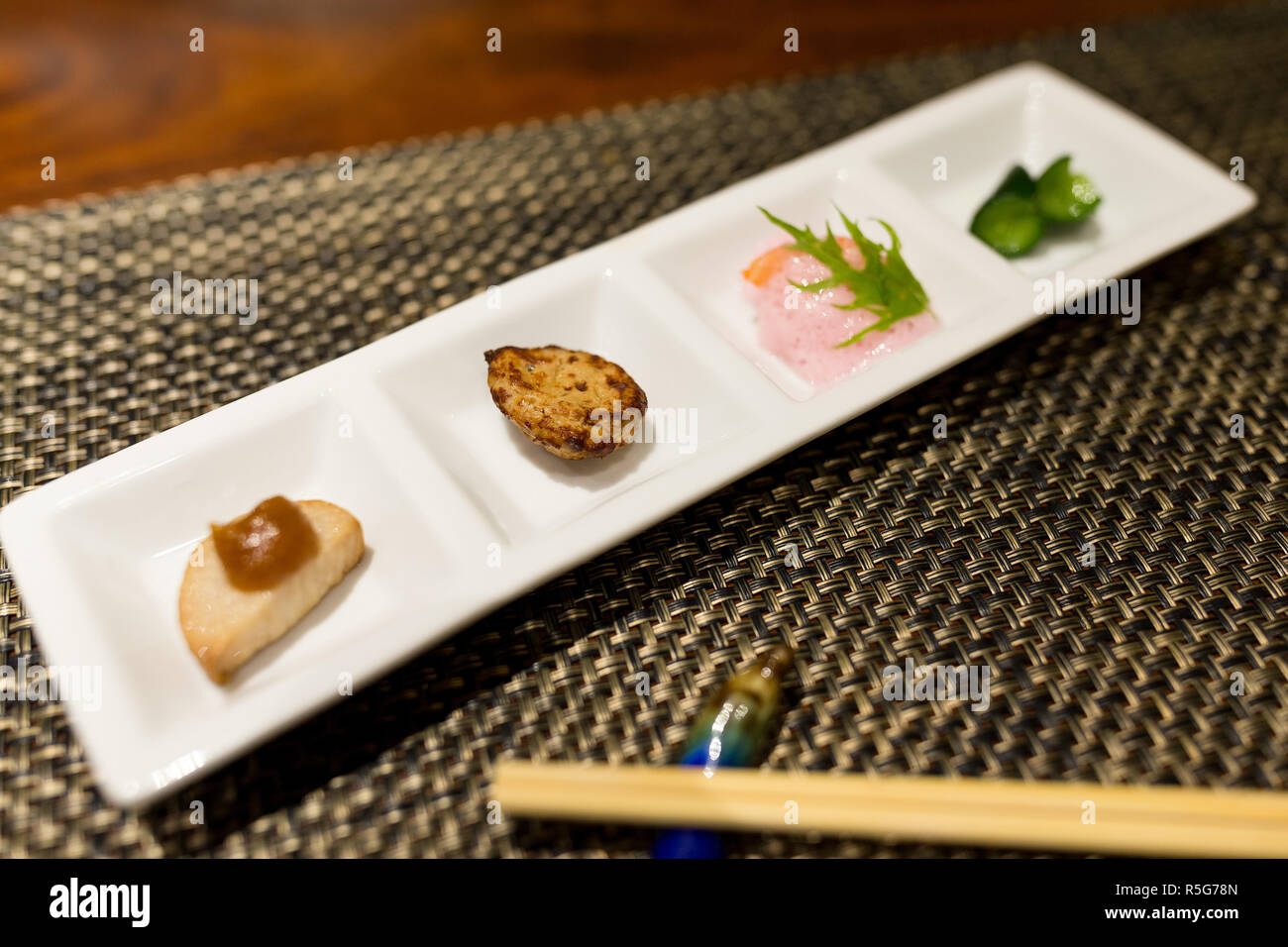 Small dishes in restaurant Stock Photo - Alamy