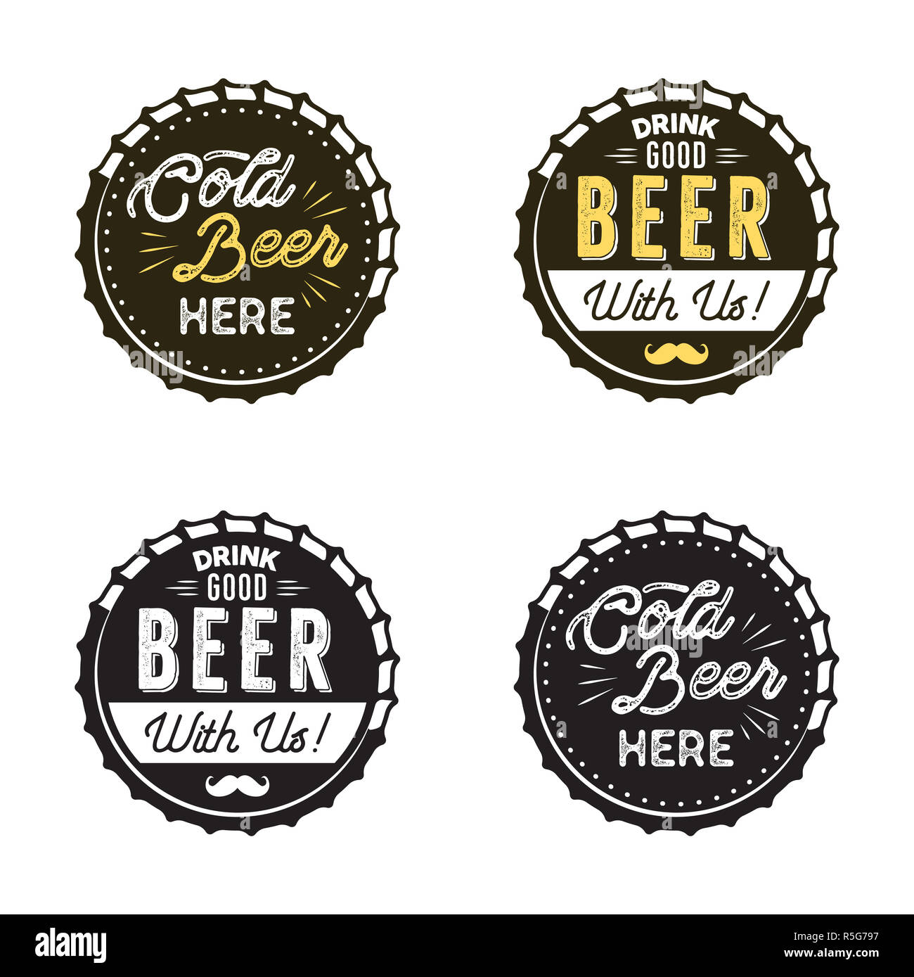 Beer emblems collection. Color and silhouette styles. Pub logo. Nice ...