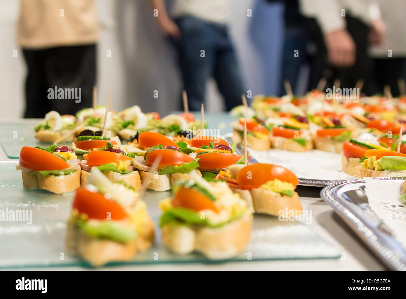 Closeup of club sandwiches served at a corporate event Stock Photo - Alamy