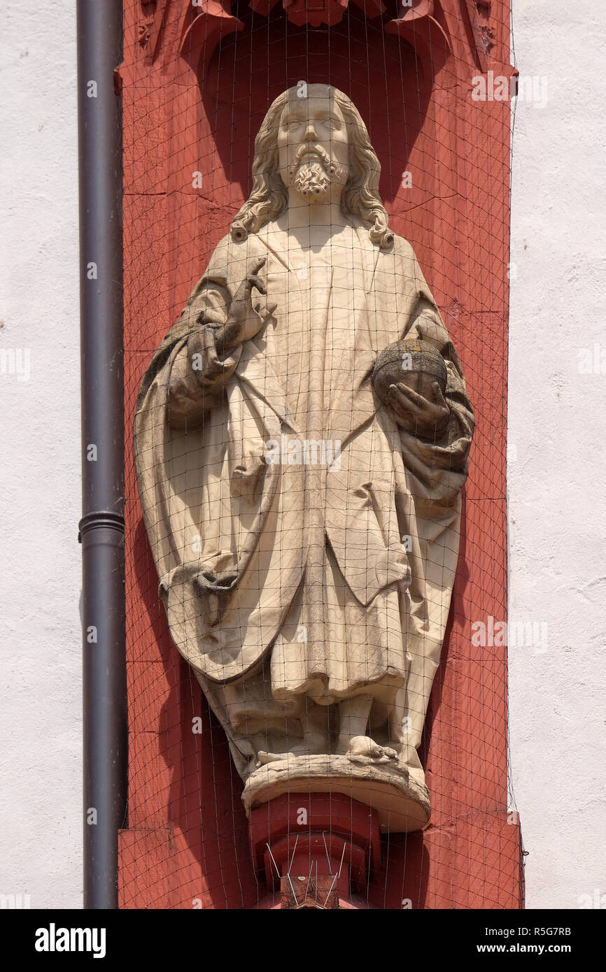 Christ the Saviour statue on the portal of the Marienkapelle in ...