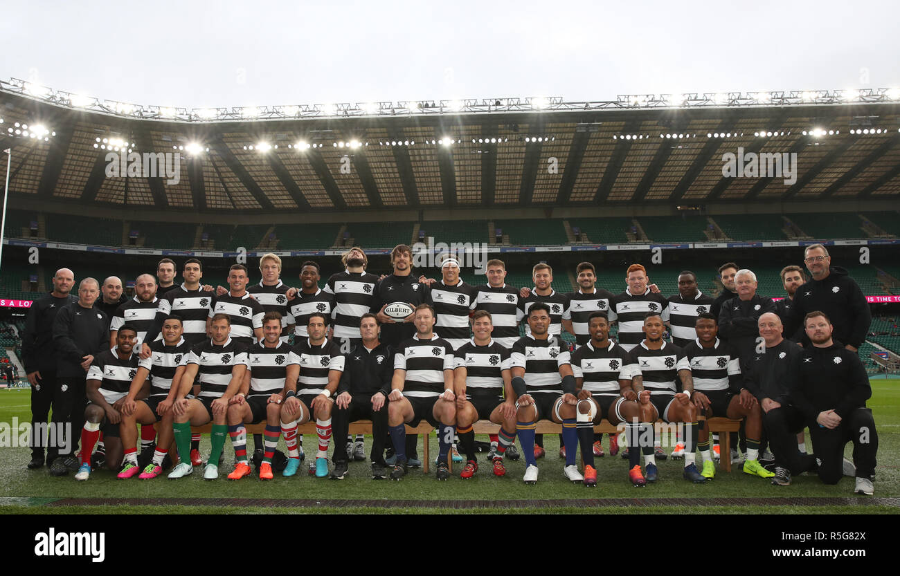 The Barbarians team group before the Killik Cup match at Twickenham ...