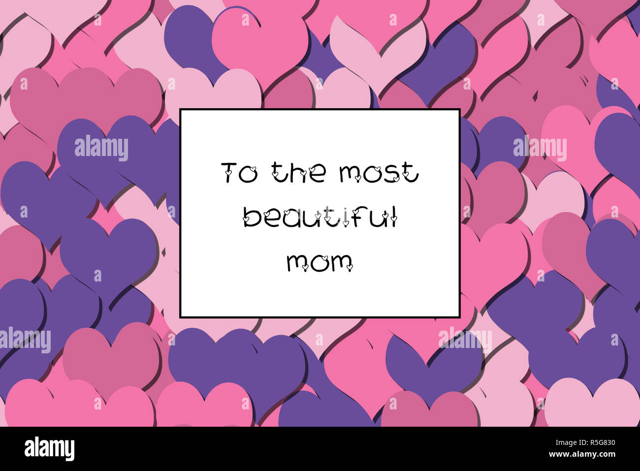 To the most beautiful mom love card with Pink hearts as a background ...