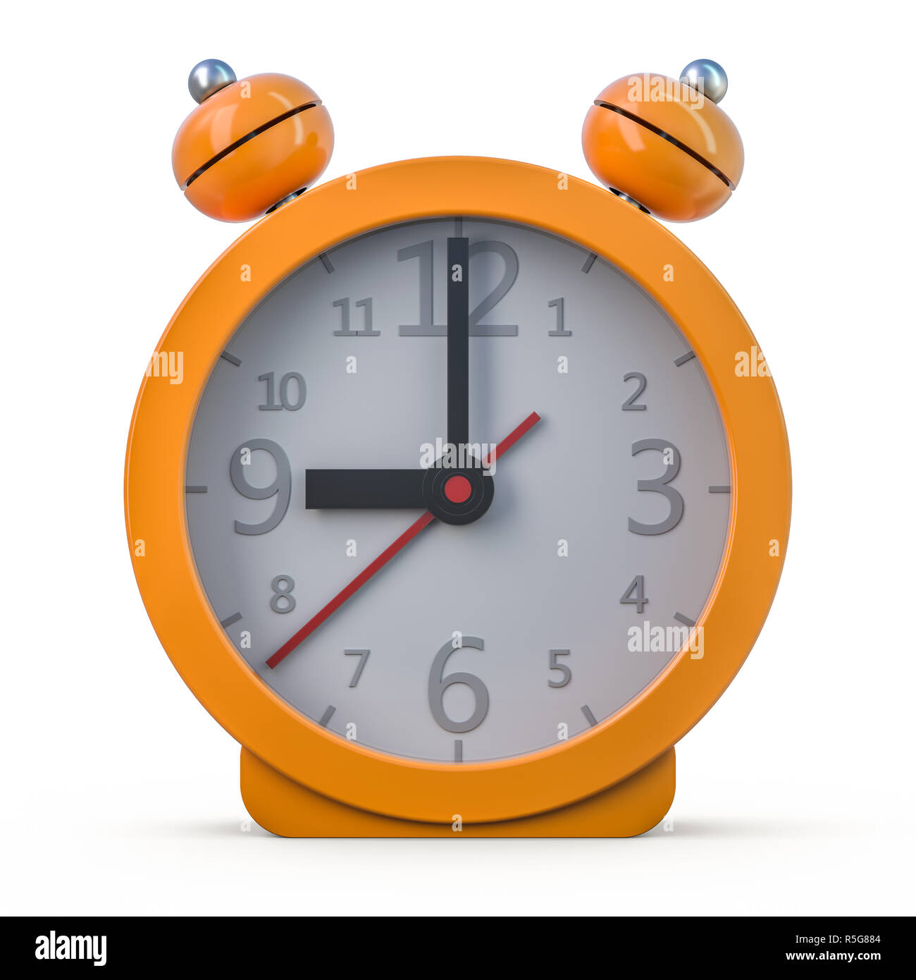 Alarm orange clock isolated on white background. 3D rendering Stock ...