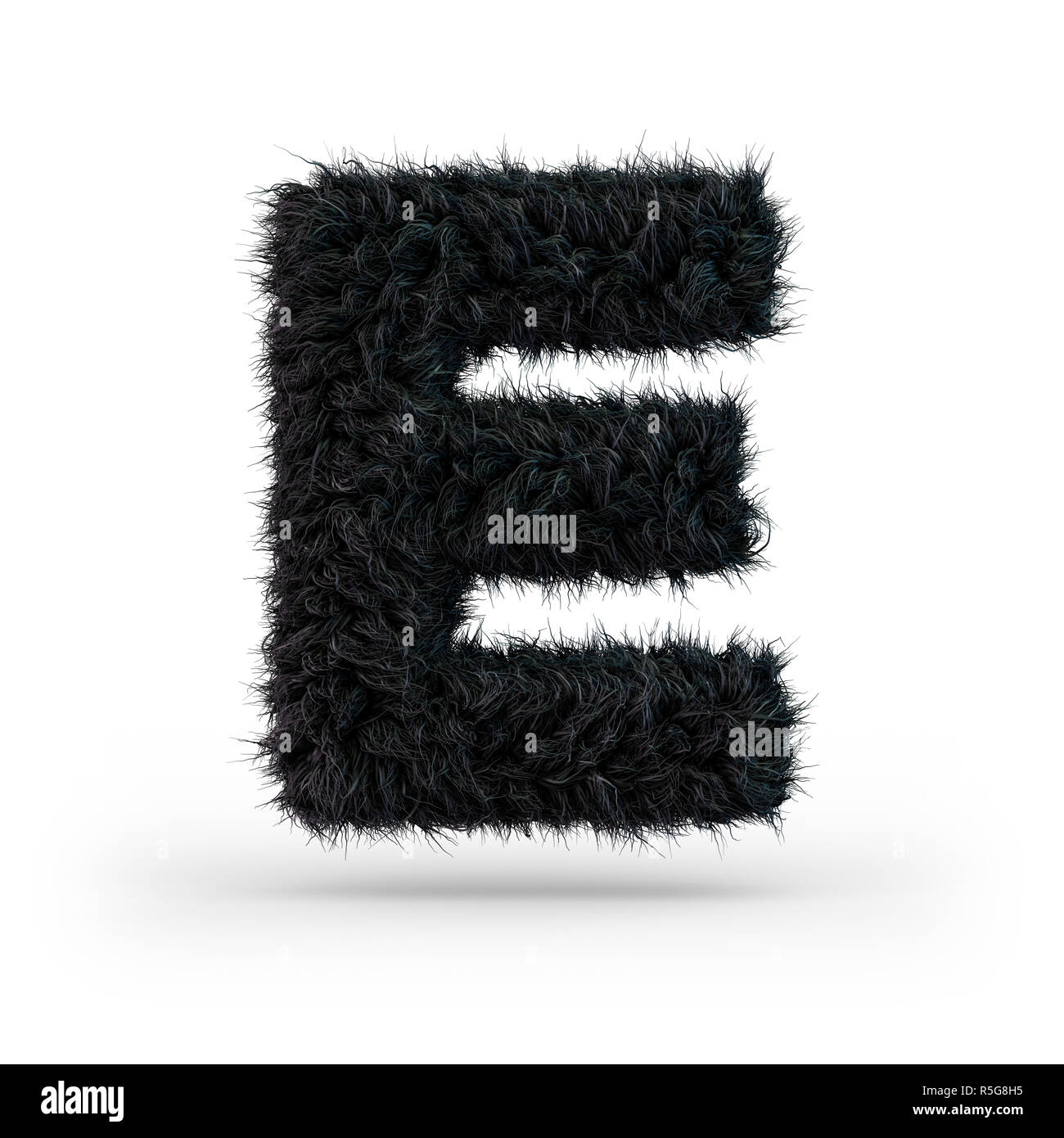 Uppercase fluffy and furry black font. Letter E. 3D rendering Stock ...