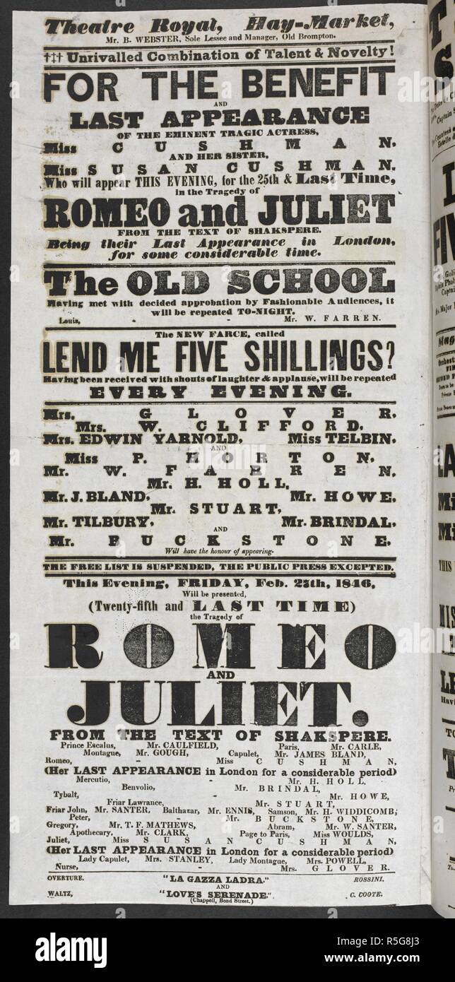 Romeo And Juliet Playbill Example