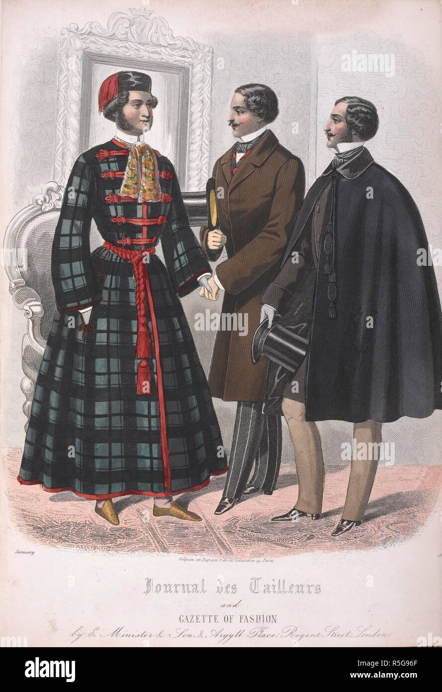 Three men, one wearing a court dress as worn at receptions at the ...