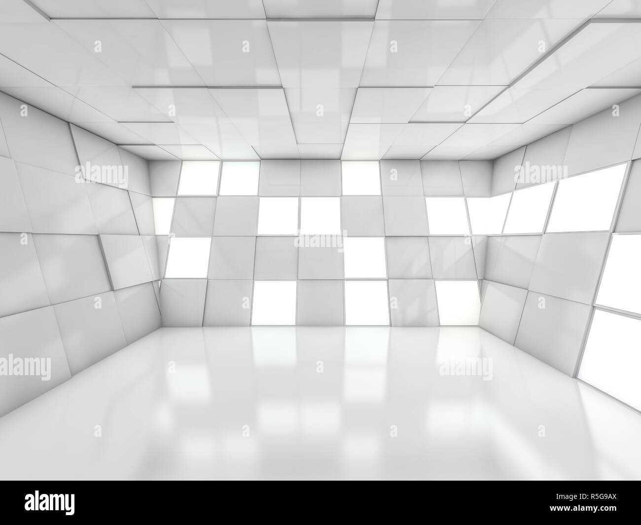 Abstract modern architecture background, empty open space interior. 3D ...