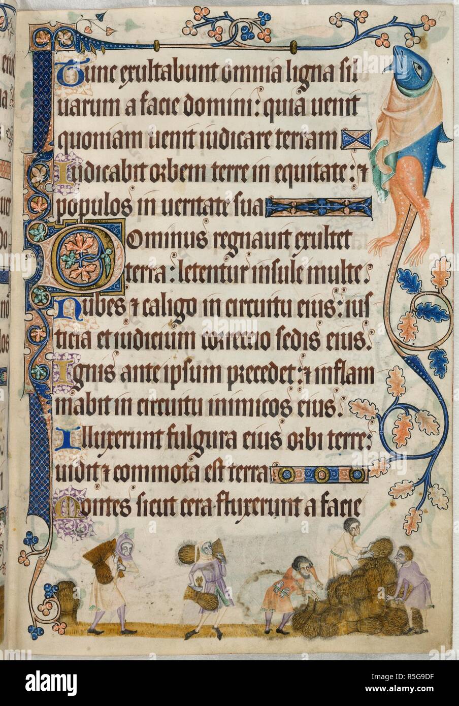 [Whole folio] Text; end of Psalm 95; Psalm 96, beginning with decorated ...