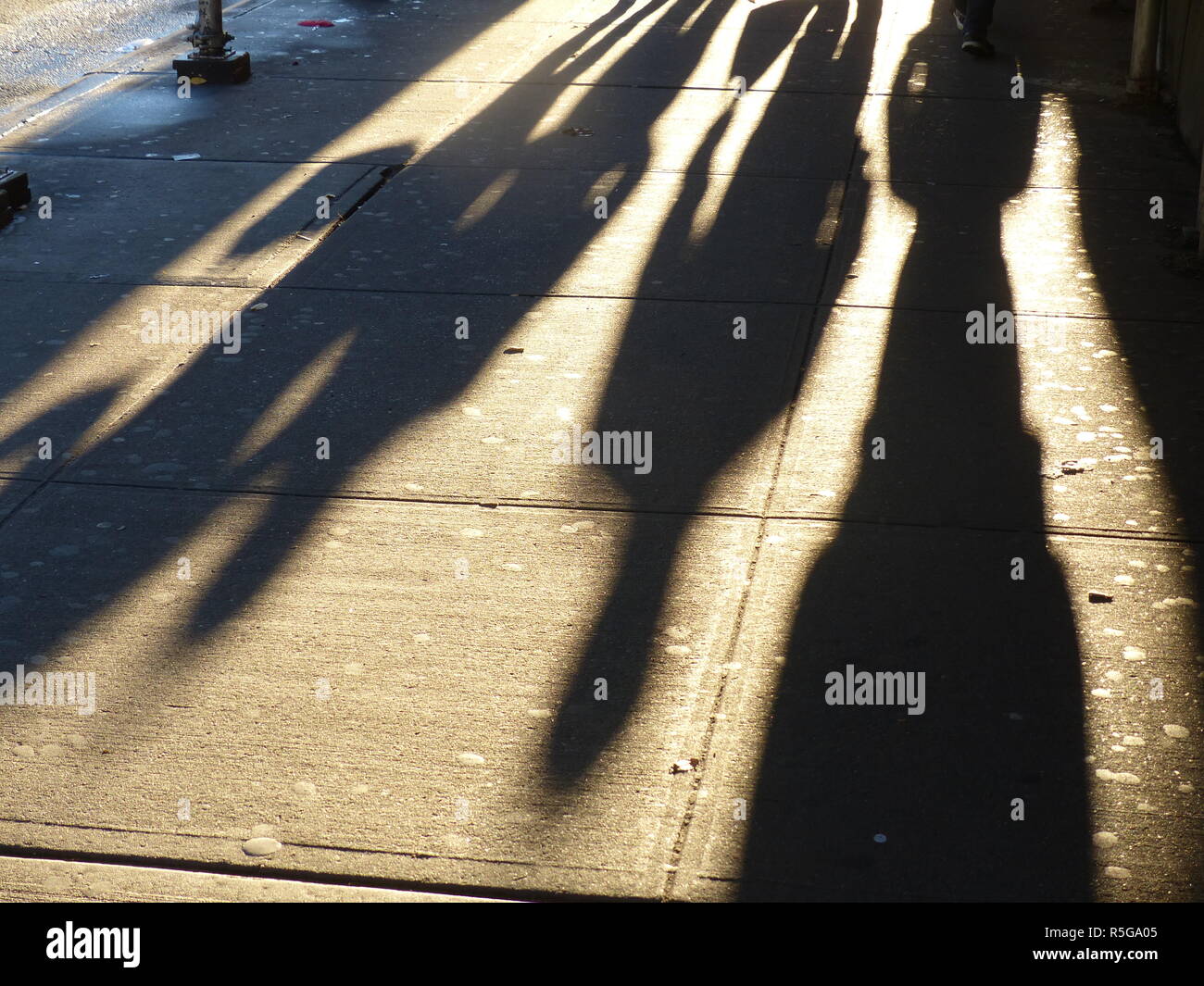 Shadows of pedestrians on projected on sidewalk Stock Photo - Alamy