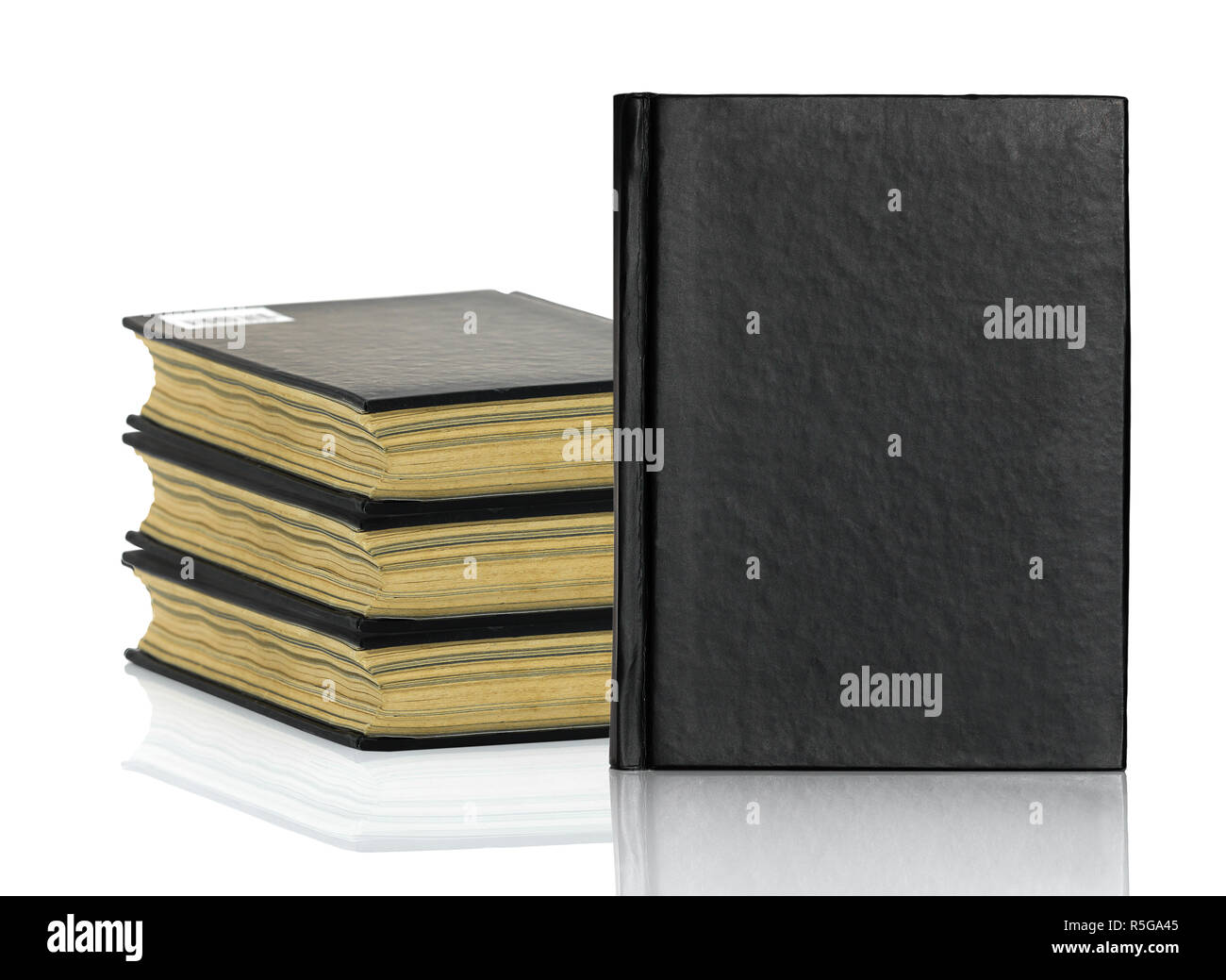 Black book is laying with shadow on white background Stock Photo - Alamy