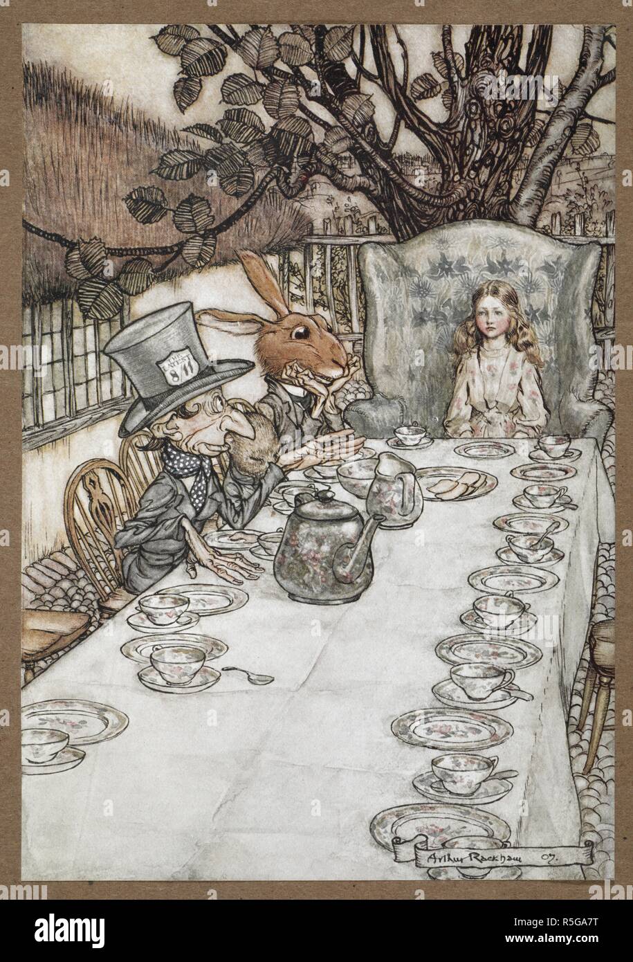 Alice at the Mad Hatter's Tea Party with the March Hare, the Dormouse ...