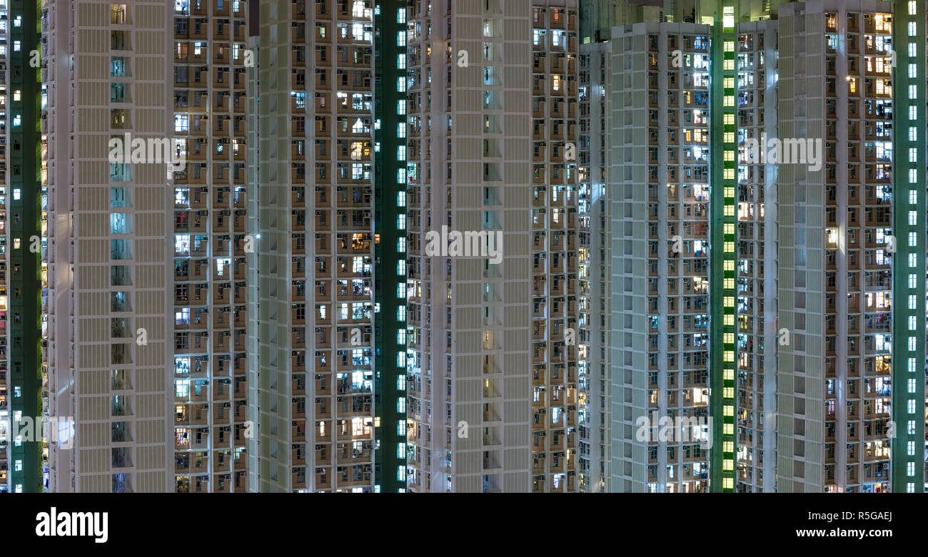 Public housing building at night Stock Photo - Alamy