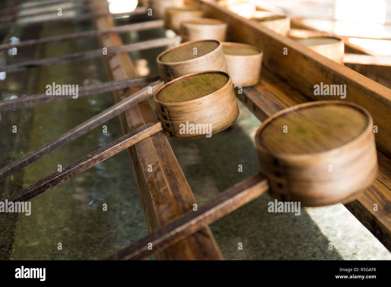 Water bamboo ladle in japanese temple Stock Photo - Alamy
