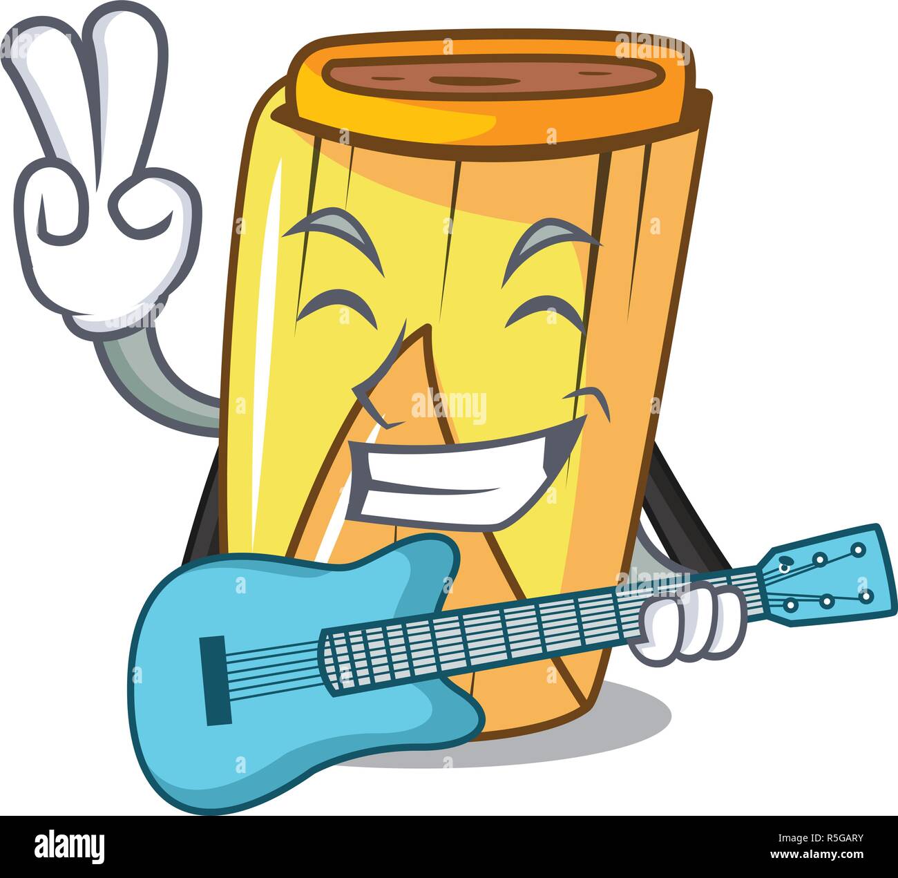 With guitar traditional mexican food dishes tamales character vector ...