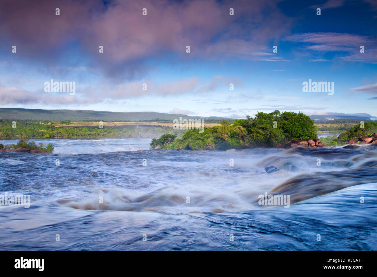 Venezuela, Guayana, Canaima National Park, Waterfalls above Canaima ...
