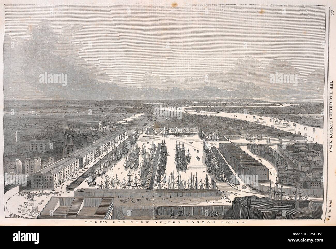'Bird's eye view of the London docks'. . The Illustrated London News ...