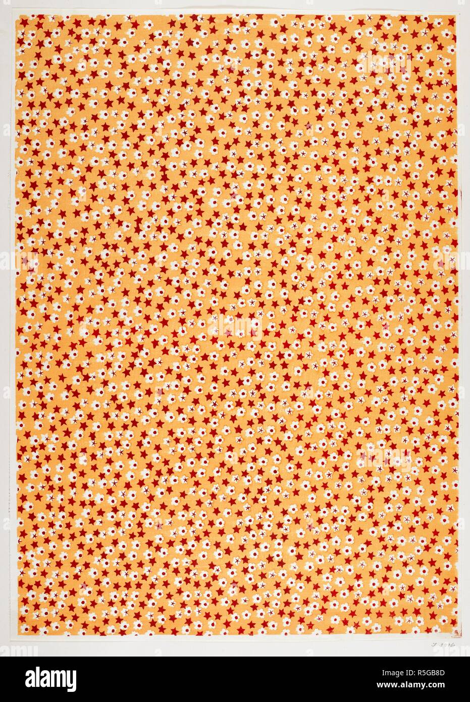 Red stars on peach coloured background. Olga Hirsch collection of ...