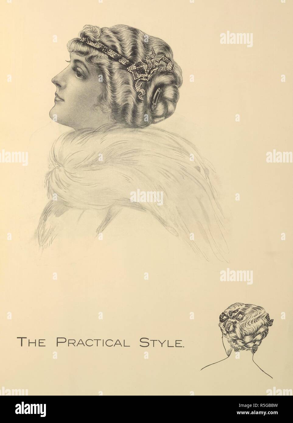 'The practical style'. Example of a hairstyle and headpiece ...