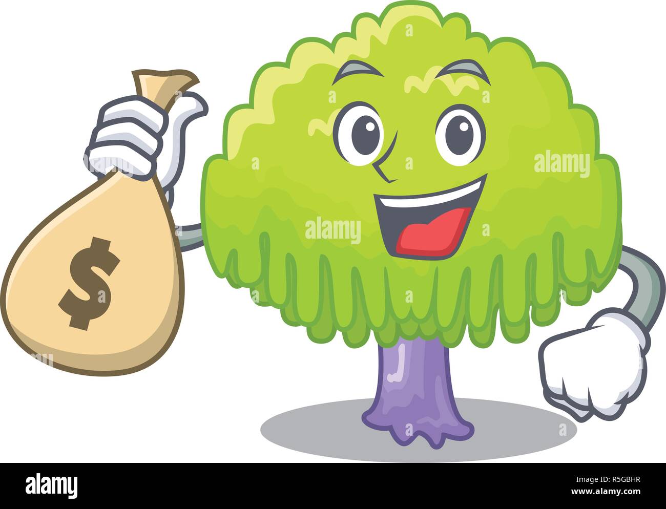 With money bag isolated weeping willow on the mascot vector ...