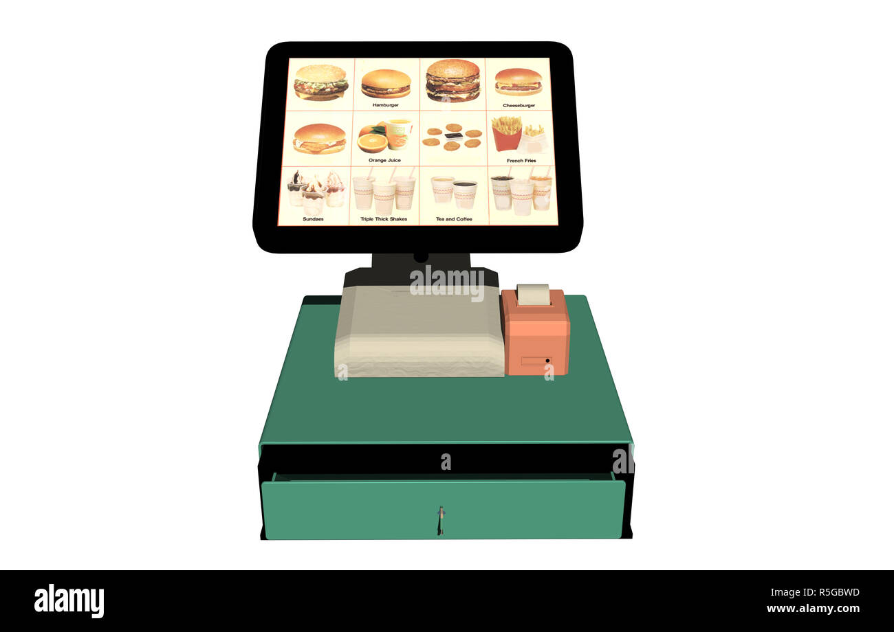 checkout with menu screen released in fast food restaurant Stock Photo ...