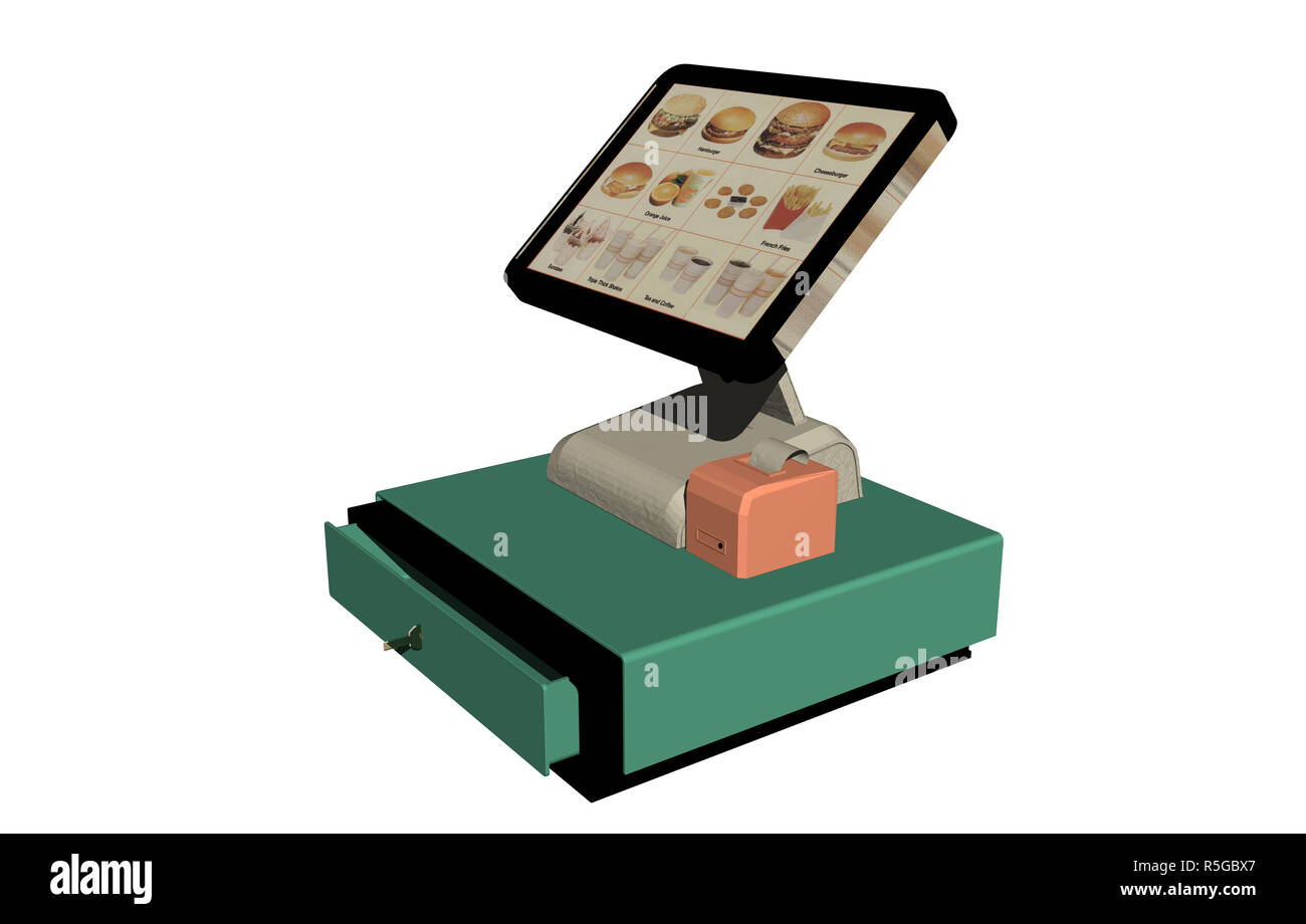 checkout with menu screen released in fast food restaurant Stock Photo ...