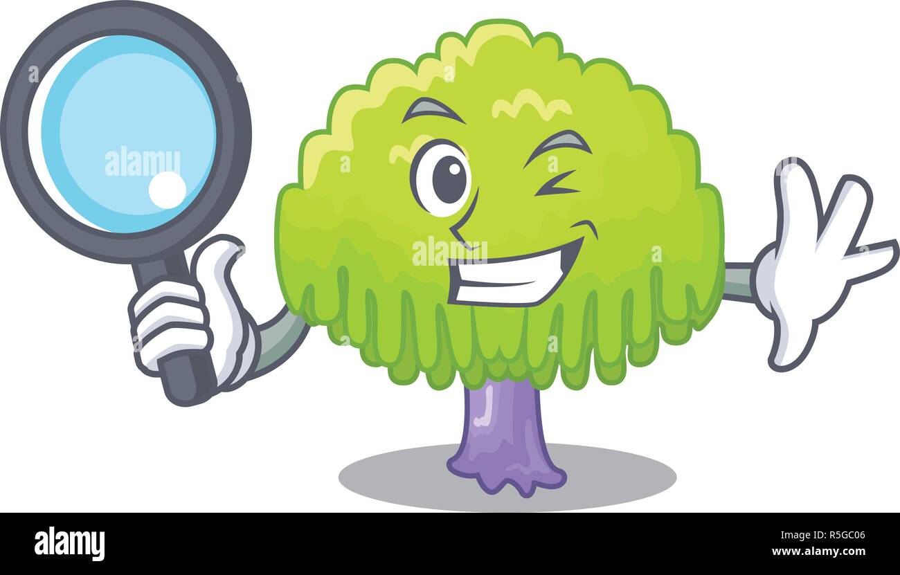 Detective drawing of willow tree shape cartoon vector illustration ...