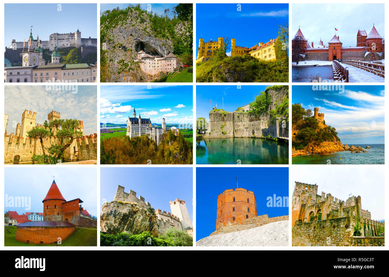 The collage from images of most popular castles of Europe Stock Photo ...